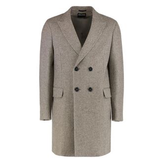 Ermenegildo Zegna Wollmischung Zweireiher-Mantel - - Coats - Herren - Beige - L