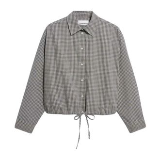 Armedangels Mini-Karo-Bluse mit Kordelzug - - Blouses & Shirts - Damen - Blau - M