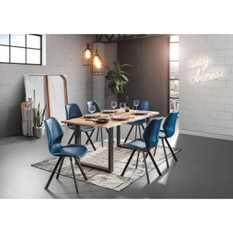 Red Living home24 Esszimmerstuhl Collins 2er-Set 47 x 90 x 54cm Blau/Jeansblau