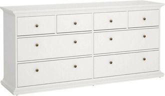 Dmora Kommode Asiagela, 8 Schubladen, 48,5x183,4x86,88h cm Wei&szlig;
