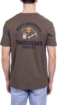 Timberland T-Shirt Homme Relaxed avec Graphiques Travail lllustr&eacute;, Militaire, Large