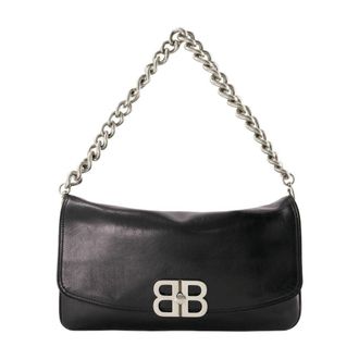 Balenciaga Womens Bb Soft Flap Bag Leather Black Others Leathers Shoulder-hobo-bags
