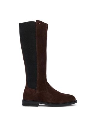Tommy Hilfiger Stiefel Enamel Flag Suede High Chelsea FW0FW09574 Dunkelbraun