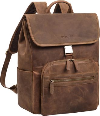 STILORD Santino Vintage Leder Rucksack Gro&szlig; - Daypack Cityrucksack Echt Leder Arbeitsrucksack B&uuml;rorucksack mit Laptopfach 15.6-16 Zoll Reiserucksack Damen & H
