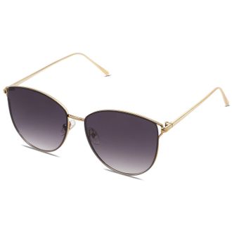 Sojos Retro Runde Katzenaugen Sonnenbrille Mirrored Metall Flach Linsen SJ1085 mit Gold Rahmen/Verlauf Grau Linse