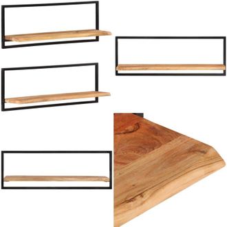 vidaXL Vidaxl - Wandregale 2 Stk. 100x24x35 cm Massivholz Akazie und Stahl - Holz Regal - Wandregal - Akasienholzh&ouml;lzer - Wohnraum Dekoration - Regal Set