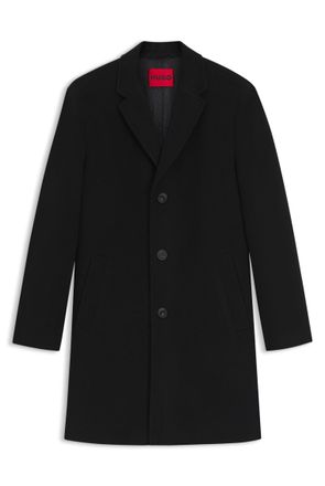 HUGO BOSS Herren Malte2531 IN Mantel aus Woll-Mix mit Knopfleiste Schwarz001 50