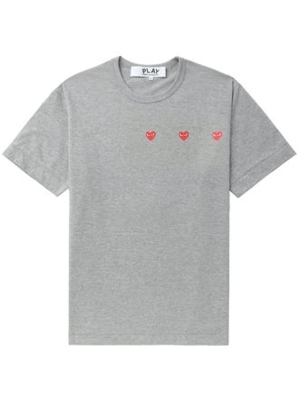 Comme Des Garçons t-shirt Triple Hearts en coton - Gris