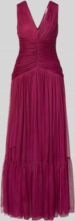 Lace & Beads Maxikleid aus Mesh mit V-Ausschnitt