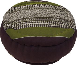 Guru Shop Rundes Meditationskissen, Yoga Kissen, Yogakissen, Sitzkissen, Bodenkissen, Dekokissen - Braun/gr&uuml;n, 18x30x30 cm