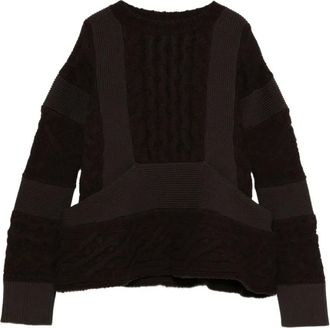 sacai Femme, Pulls, Brun, Taille: 40 FR Maille ras du cou