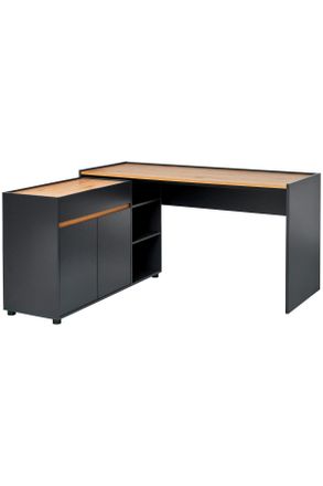 MID.YOU Mid.you Eckschreibtisch, Schwarz, Eiche, Holzwerkstoff, 1 Schublade(n) Schubladen, rechteckig, Wange, 150x76.5x136.5 cm, Bsci, Arbeitszimmer, Schreibt