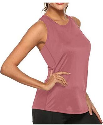 Generic D&eacute;bardeur de sport &agrave; dos nageur tendance pour femme, coupe ample, sans manches, dos pliss&eacute;, athl&eacute;tique, solide, printemps basique, entra&icirc;nement, tenda