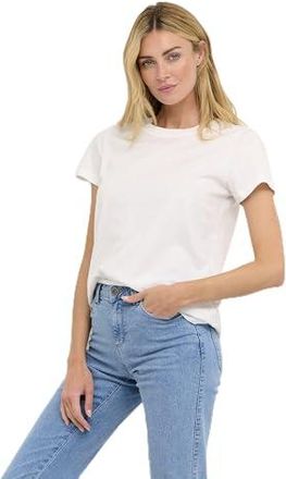 Kaffe T-shirt KAmarin à manches courtes pour femme - Décontracté - Basique - Couleur unie - Col rond, Blanc optique., XL
