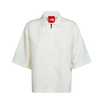 The North Face Femme, Blouses et Chemises, Blanc, Taille: 36 FR Short Sleeve Full Zip Collared Shirt Jacket