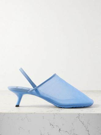 Loewe Petal Slingback-schuhe Aus Mesh Mit Lederbes&auml;tzen - Blau