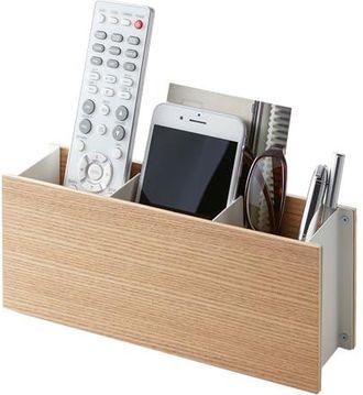 Yamazaki Tableware Yamazaki 2732 RIN Stiftehalter und Fernbedienungsst&auml;nder, wei&szlig;, Holz/Stahl, minimalistisch, 25 x 7 x 10.2 cm