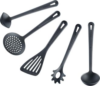Westmark Küchenhelfer-Set 5tlg.: Pfannenwender, Schaumlöffel, Soßenlöffel, Suppenkelle, Spaghettilöffel, hochhitzebeständig bis 270°C, Kunststoff, Gentle Plus,