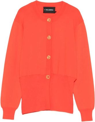 Karl Lagerfeld Femme, Pulls, Orange, Taille: 38 FR buttoned cardigan