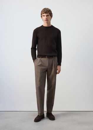 Mango Strickpullover mit Fischgr&auml;tmuster schokolade - Herren - XXL - MANGO MAN