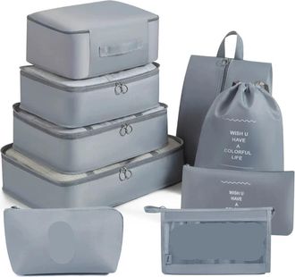 Generic 9-teiliges Set Reise-Organizer, Aufbewahrungstaschen, Koffer, Toilettenartikel, Schuhe, Kleidung, Ordentlicher Beutel, Packw&uuml;rfel, H&uuml;llen, Zubeh&ouml;r(9PC