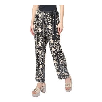 Manila Grace Femme, Pantalons, Noir, Taille: 36 FR Pantalon noir Mom-Fit en popeline