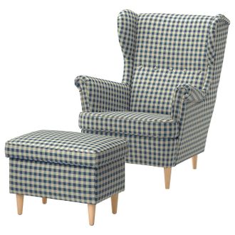 IKEA STRANDMON Ohrensessel mit Hocker
