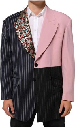 Dolce & Gabbana Homme, Vestes, Multicolore, Taille: XS Patchwork Single Breasted Jacket Blazer