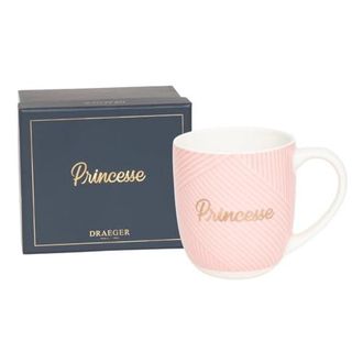 Draeger | Mug en C&eacute;ramique Rose Princesse 320ml | Cadeau Chic pour Amie, Copine ou Coll&egrave;gue | Design G&eacute;om&eacute;trique & Message Dor&eacute; | Avec Coffret Cadeau &Eacute;l&eacute;gant