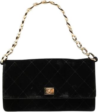 Chanel Sac bandouli&egrave;re en velours Pre-owned - Femme - Pre-owned - Noir - Taille: ONE Size