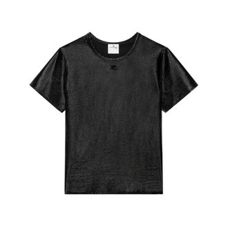 Courr&egrave;ges Femme, Tops, Noir, Taille: 36 FR T-shirt col rond avec &eacute;cusson logo