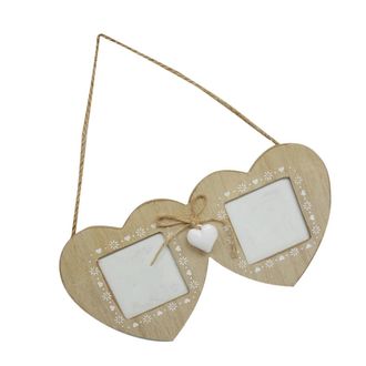 DOITOOL Kreativer Herz Holz Fotorahmen zum Aufh&auml;ngen Dekorativer Wand Fotohalter 26x13,2x0,8cm Langlebiger Bilderrahmen f&uuml;r Wohn und B&uuml;rodekoration