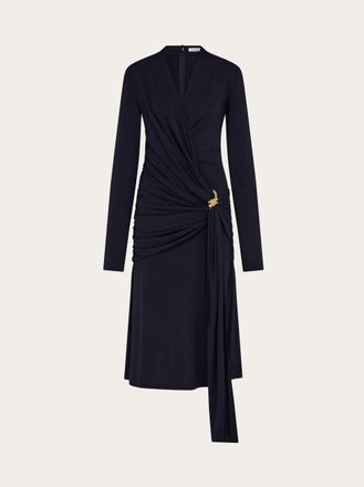 Ferragamo Damen Kleid mit Drapierung Blau