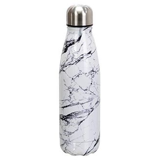 COOK CONCEPT KA4642 Bouteille Isotherme Marbrée Réutilisable 50 cl - Conservation 6h Chaud, 18h Froid - Inox - Dimensions 6.5 x 25.5 x 6.5 cm - Blanc, Gris
