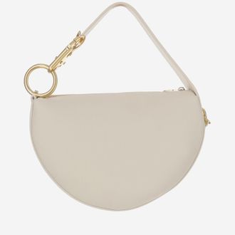 Burberry Womens Knight Arc Bag White Calf Grain Leather Shoulder