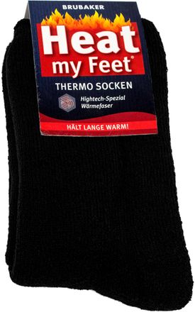 Brubaker 2 Paar Heat my Feet Unisex Thermo Socken Schwarz Gr&ouml;&szlig;e 39-42