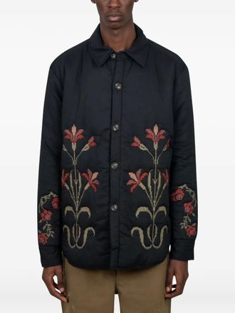 Baziszt doudoune &agrave; fleurs brod&eacute;es - Noir