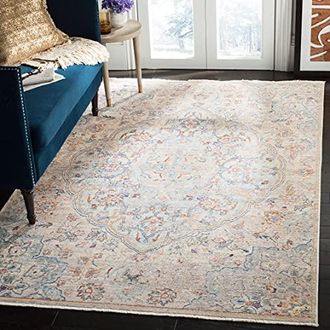 Safavieh Traditionell Teppich für Wohnzimmer, Esszimmer, Schlafzimmer - Illusion Collection, Kurzer Flor, Hellblau und Creme, 122 X 183 cm