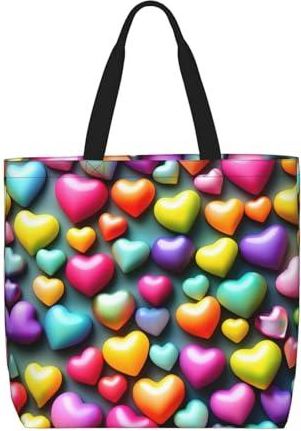 Generic Coeurs Rainbow Color&eacute;s Sac A Main Femmes L&eacute;ger Sacs De Courses Grand Sac &Agrave; Bandouli&egrave;re Pour Voyage Quotidienne Shopping
