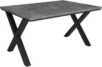 Skraut Home Esszimmertisch | Küchentisch, Esstisch | 140 | Für 6 Gäste | Massivholz Beine | Industrieller Stil | Zement