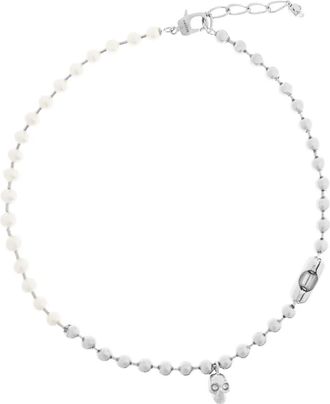 Alexander McQueen collier &agrave; pendentif t&ecirc;te de mort - Argent