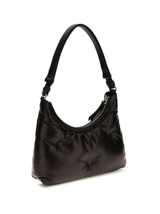 Maison Margiela Womens Hobo Shoulder Bag Glam Slam Black Lamb Leather