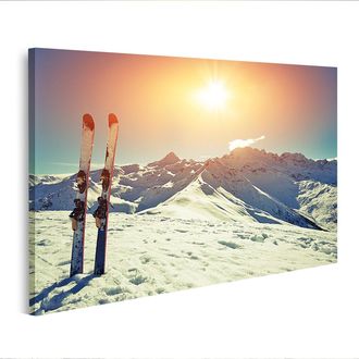 Islandburner Bild auf Leinwand Ski Und Sonne In Den Winterlichen Alpenpanorama Hugel Bilder Wandbilder 80x40cm