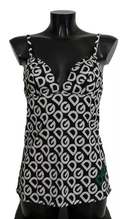 Dolce & Gabbana DG Mania Logo-Print Swimwear Top - Black