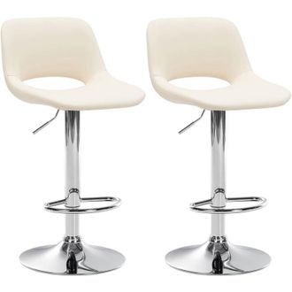 Clp Lot de 2 tabourets de bar Camden en similicuir Cr&egrave;me M&eacute;tal chrom&eacute;