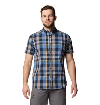 Columbia Rapid Rivers II Kurzarm-T-Shirt f&uuml;r Wanderungen, Blickdicht f&uuml;r Herren, Collegiate Marineblau Multi Tartan, XL