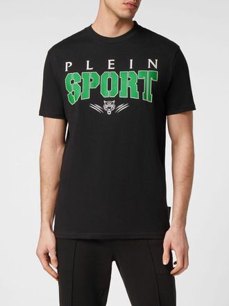 Plein Sport T-shirt slim fit en coton avec logo imprim&eacute; contrastant