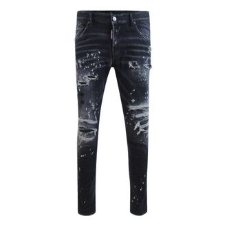 Dsquared2 Skater Jeans, Verst&auml;rkt, Mit Rissen, Farbspritzer-optik, Schwarze Waschung