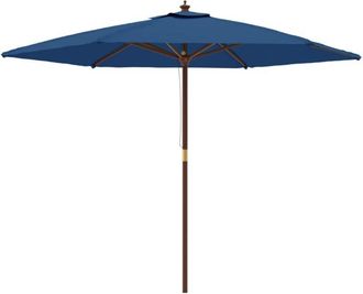 vidaXL Parasol de jardin avec m&acirc;t en bois bleu azur&eacute; 299x240 cm vidaXL