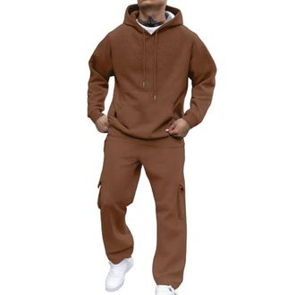 Generico Ensemble de Jogging pour Homme avec Capuche et Pantalon de Surv&ecirc;tement Ensemble de Surv&ecirc;tement Premium Ajustement Large &Eacute;l&eacute;gant Ensemble Sportif Basiq